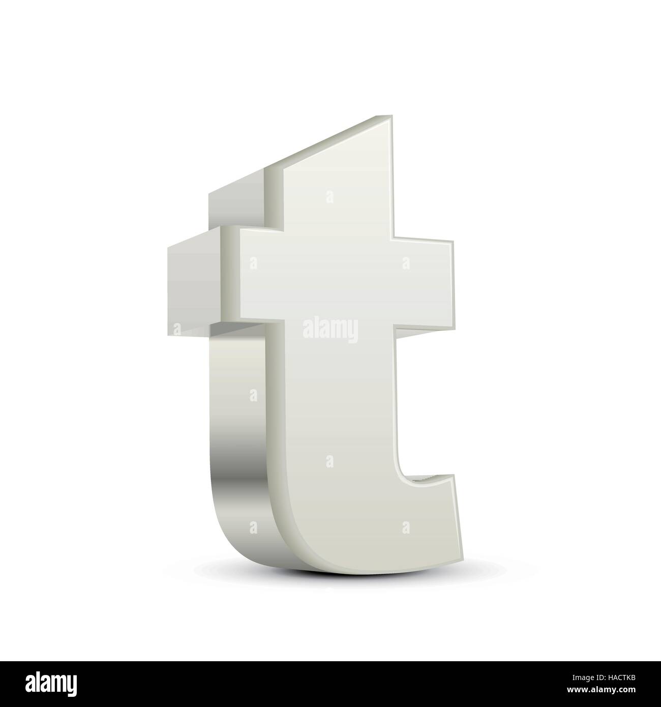 left tilt white letter T, 3D illustration graphic isolated on white ...