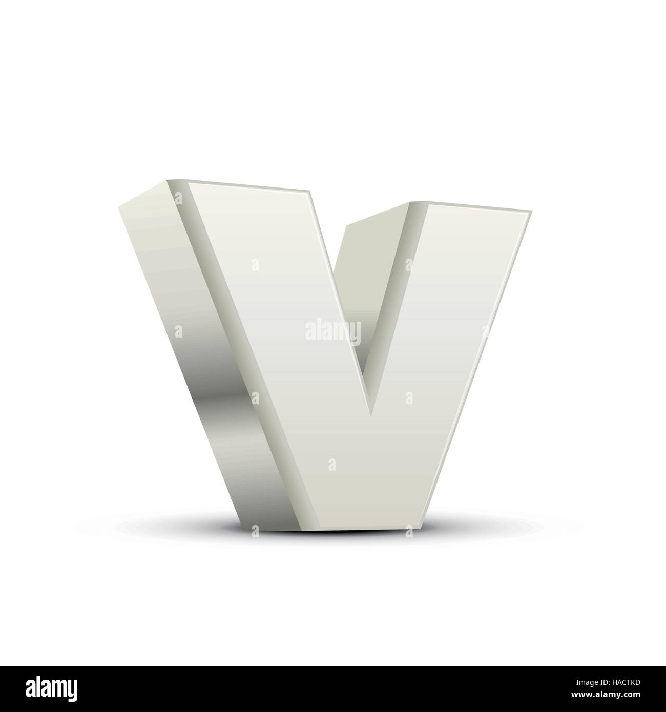 left tilt white letter V, 3D illustration graphic isolated on white ...