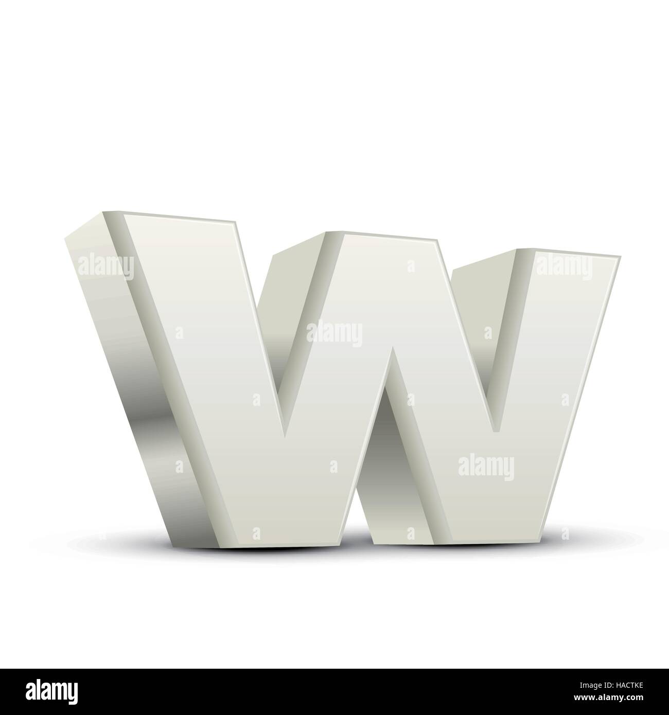 left tilt white letter W, 3D illustration graphic isolated on white ...