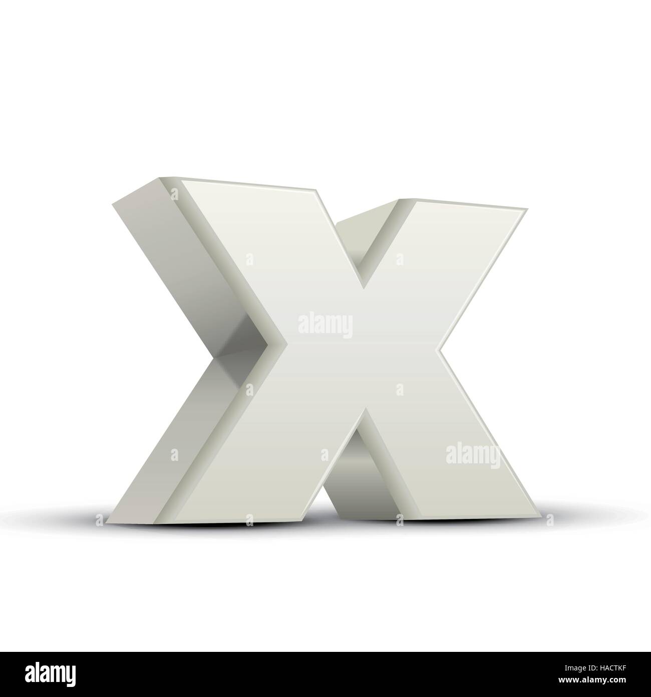 left tilt white letter X, 3D illustration graphic isolated on white ...