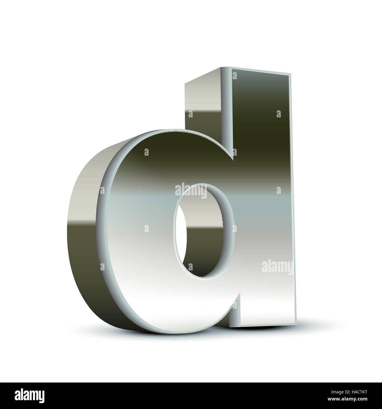 left tilt steel letter D, 3D illustration graphic isolated on white ...