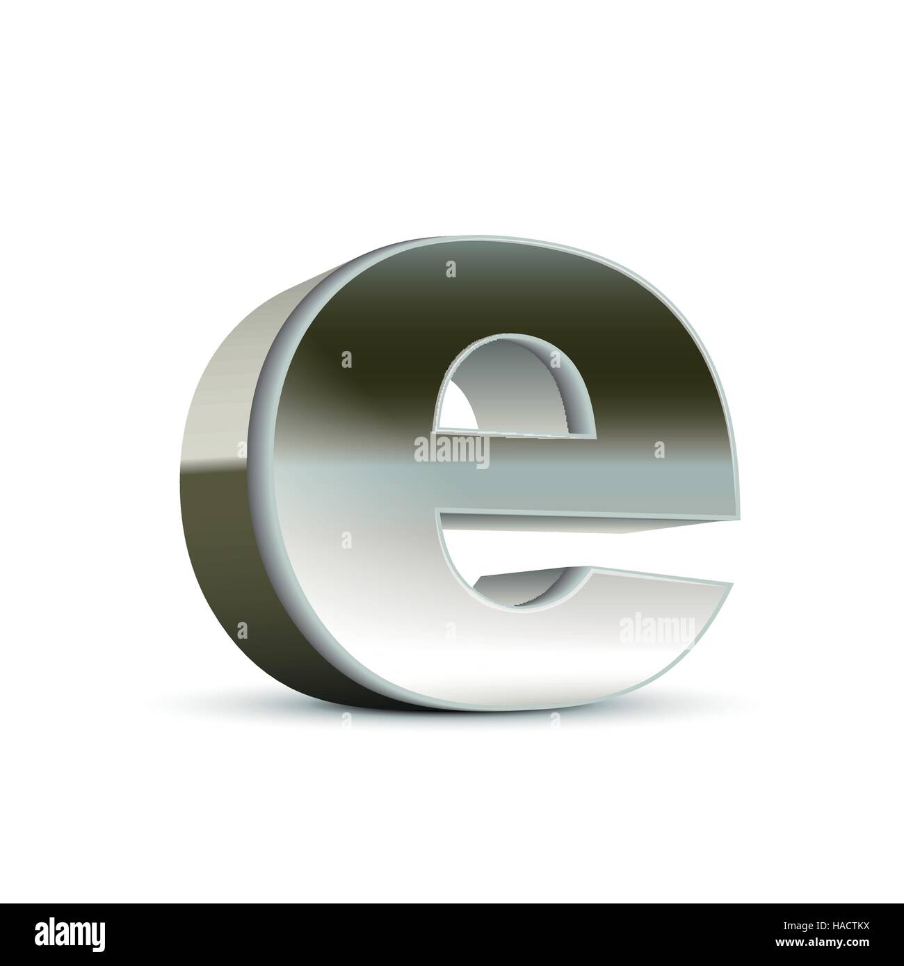 left tilt steel letter E, 3D illustration graphic isolated on white ...