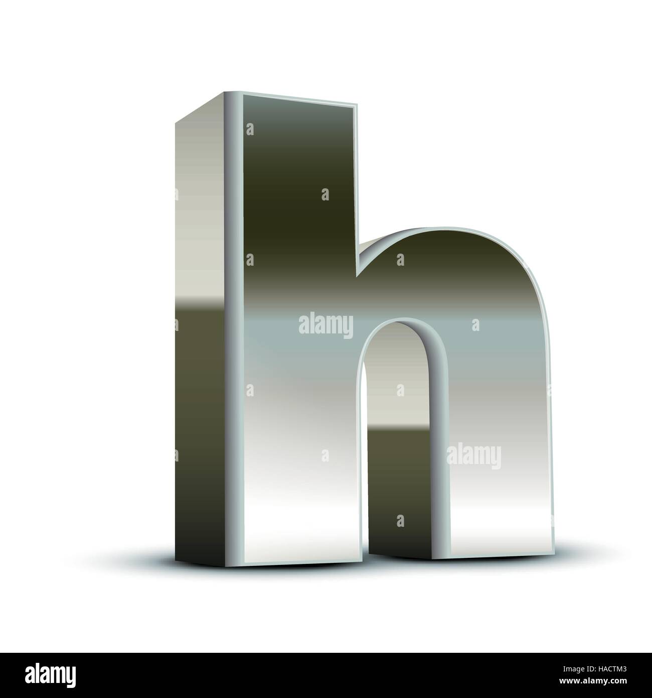 left tilt steel letter H, 3D illustration graphic isolated on white ...