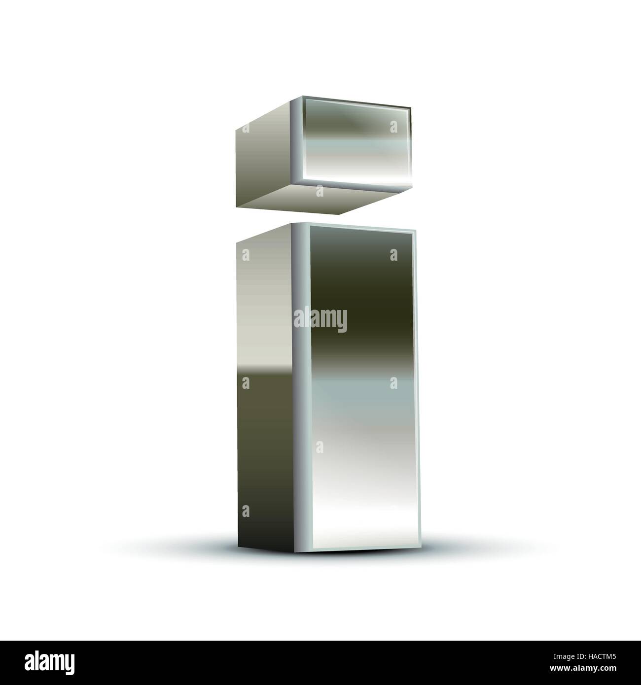 left tilt steel letter I, 3D illustration graphic isolated on white ...