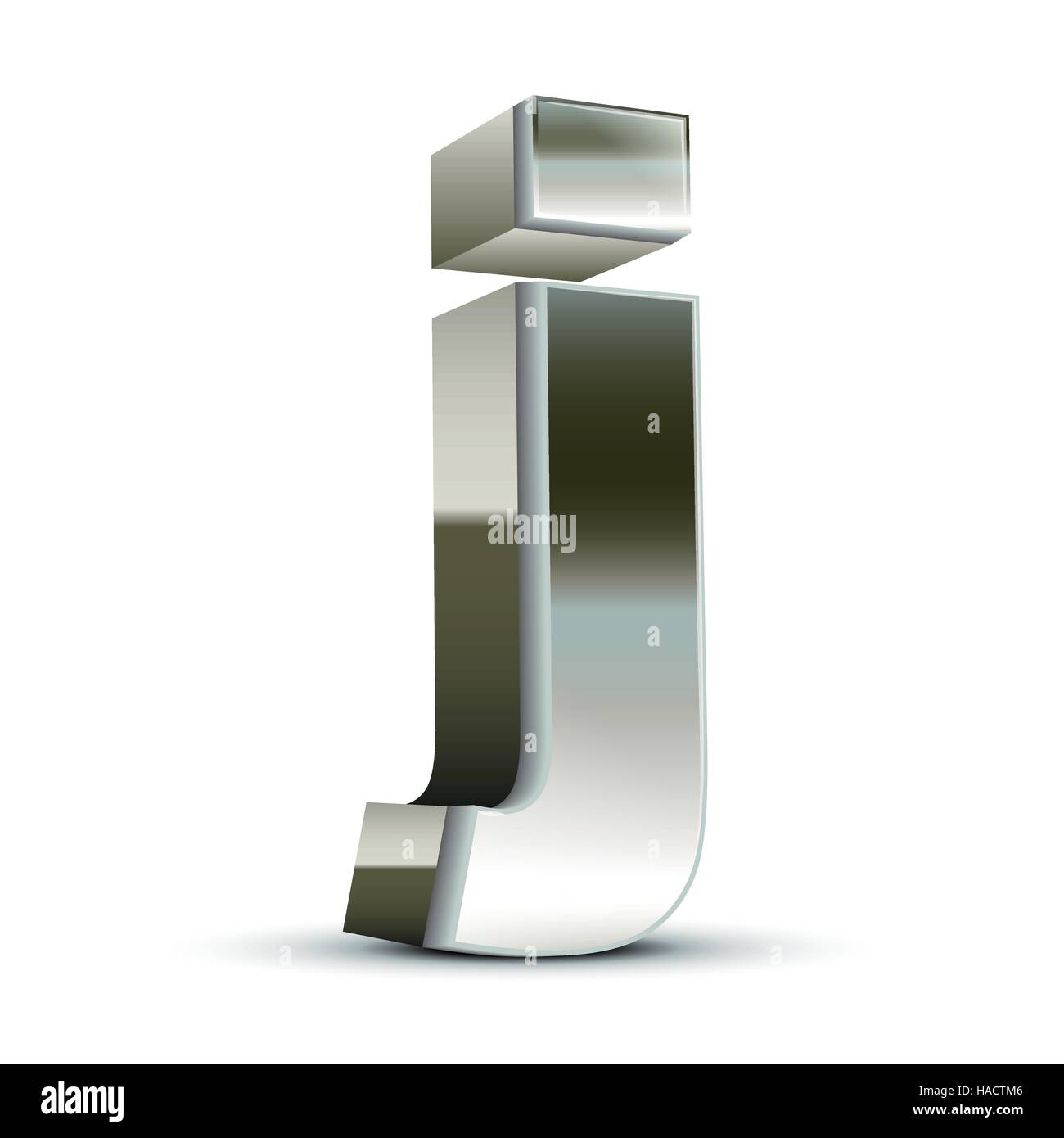 left tilt steel letter J, 3D illustration graphic isolated on white ...