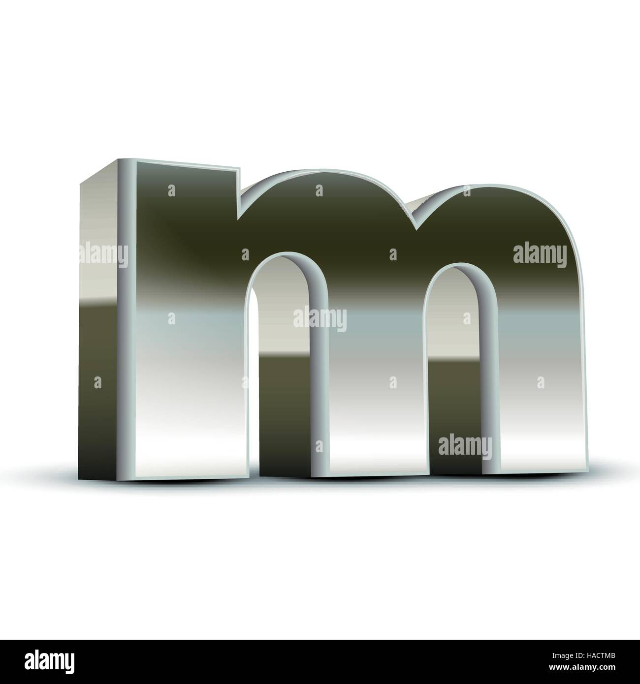 left tilt steel letter M, 3D illustration graphic isolated on white ...