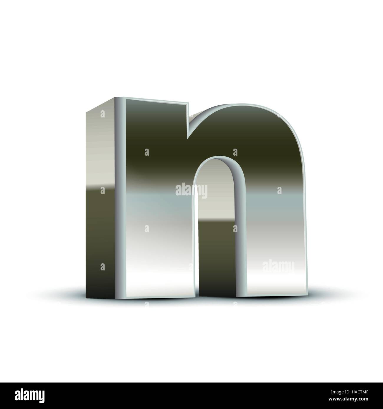 left tilt steel letter N, 3D illustration graphic isolated on white ...