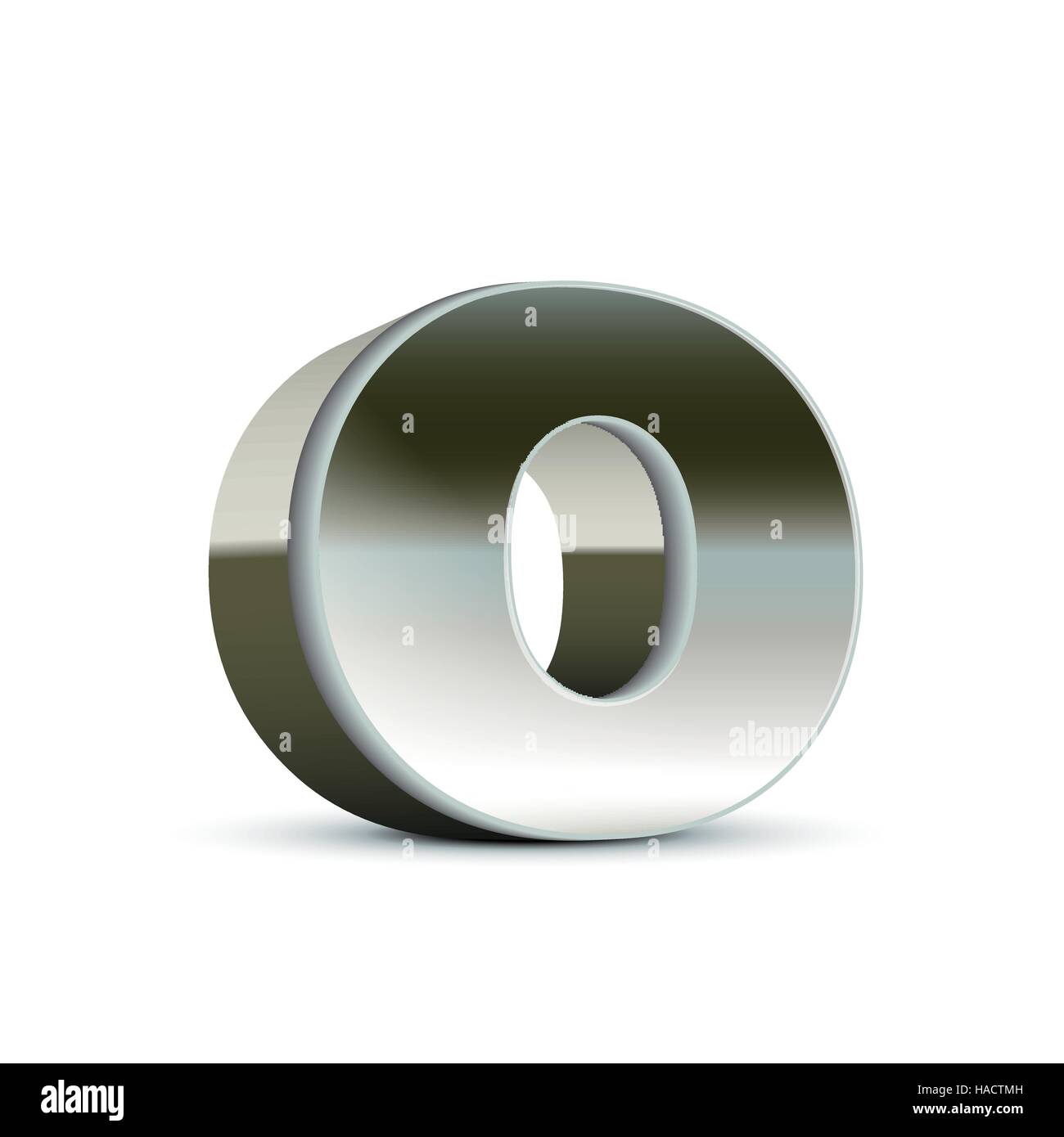 left tilt steel letter O, 3D illustration graphic isolated on white ...
