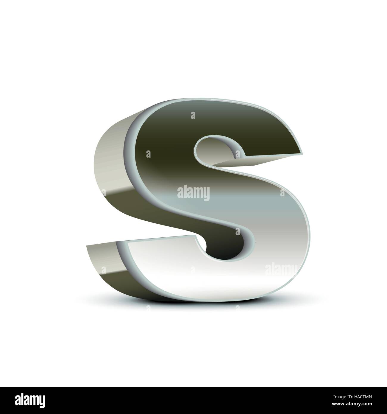 left tilt steel letter S, 3D illustration graphic isolated on white ...