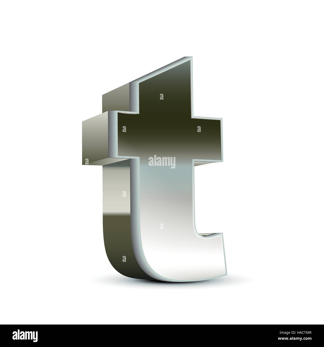 left tilt steel letter T, 3D illustration graphic isolated on white ...