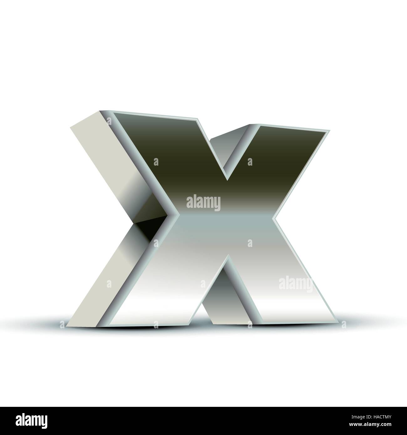left tilt steel letter X, 3D illustration graphic isolated on white ...