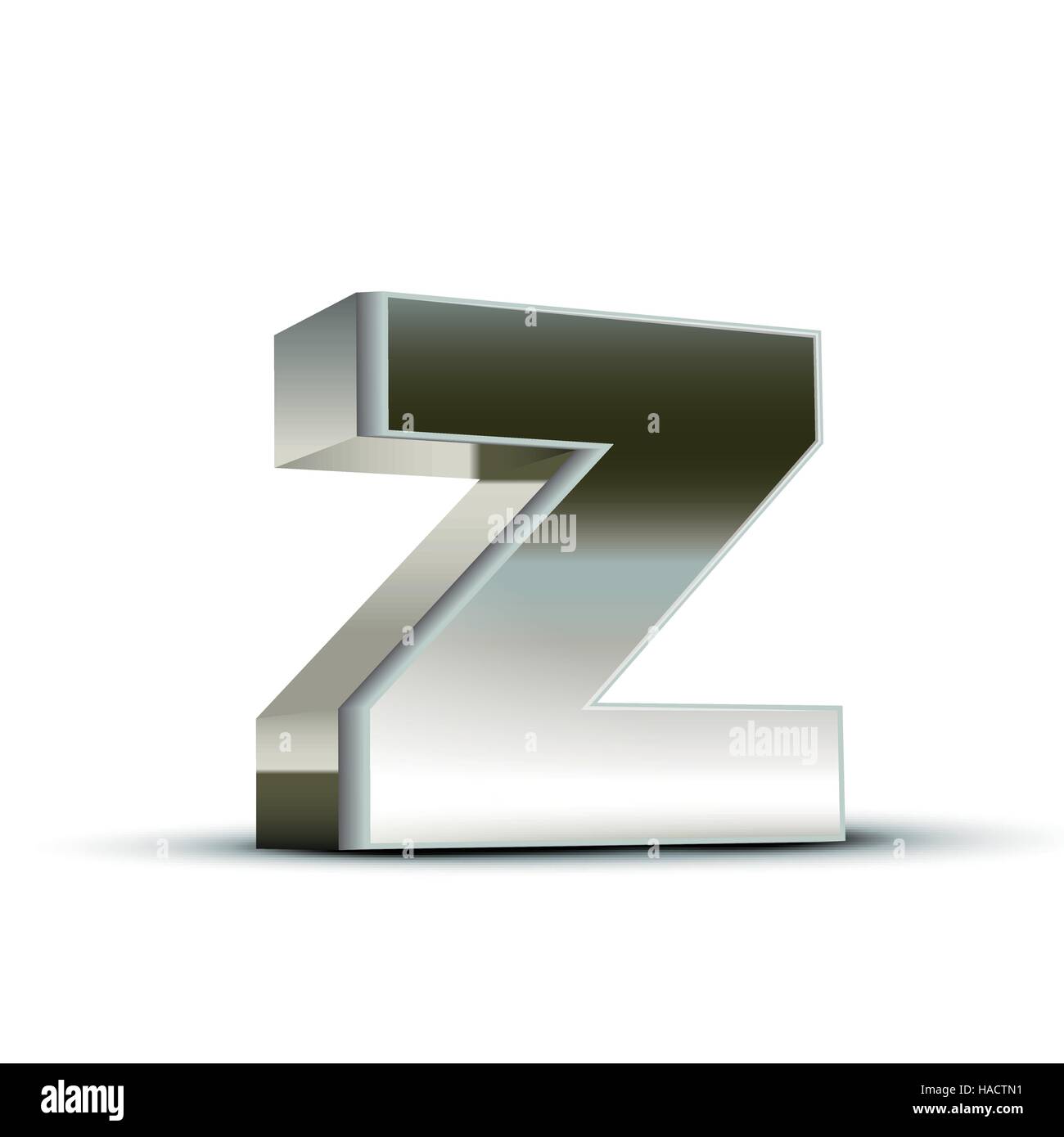 left tilt steel letter Z, 3D illustration graphic isolated on white ...