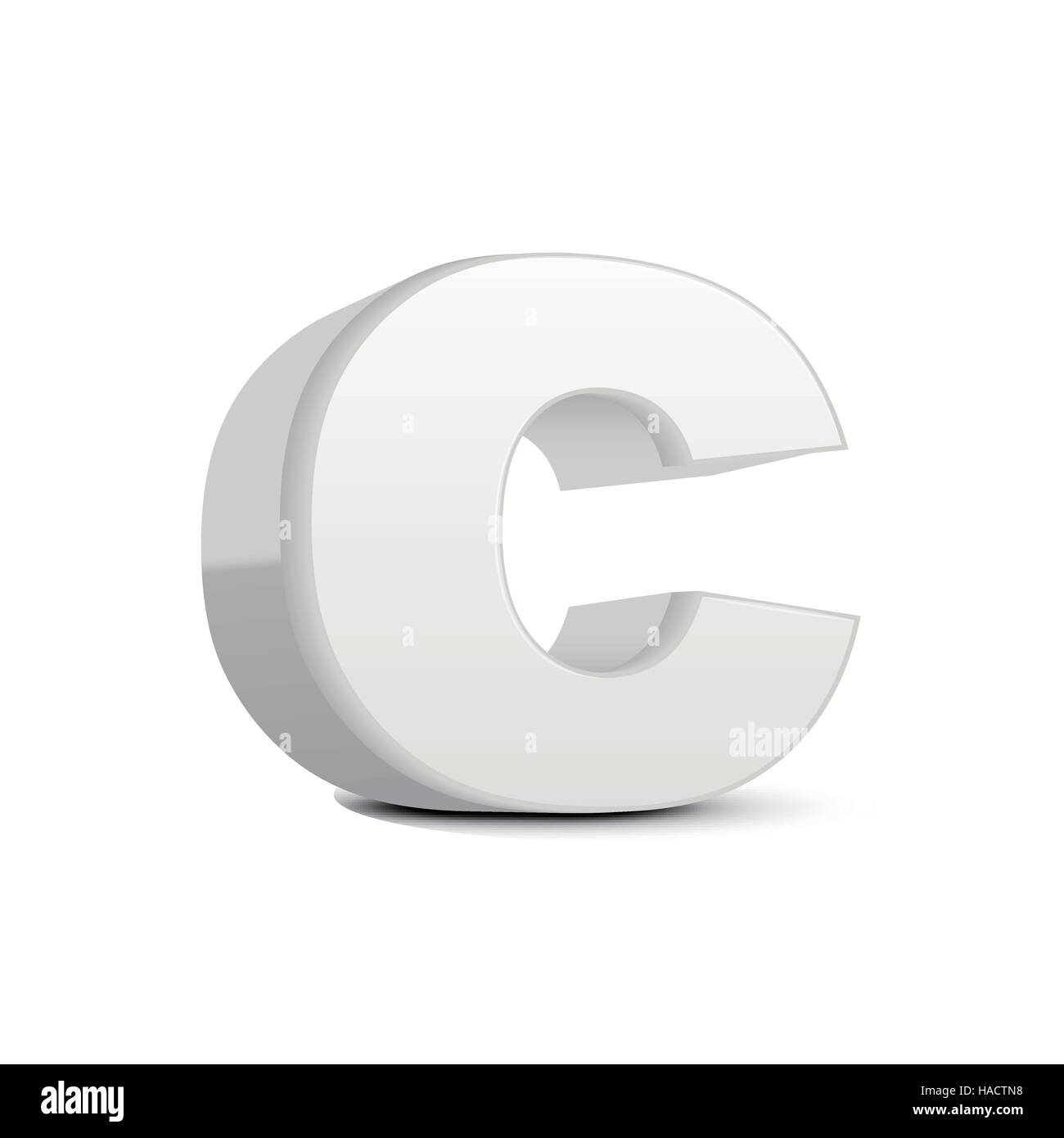 left tilt plaster white letter C, 3D illustration graphic isolated on ...