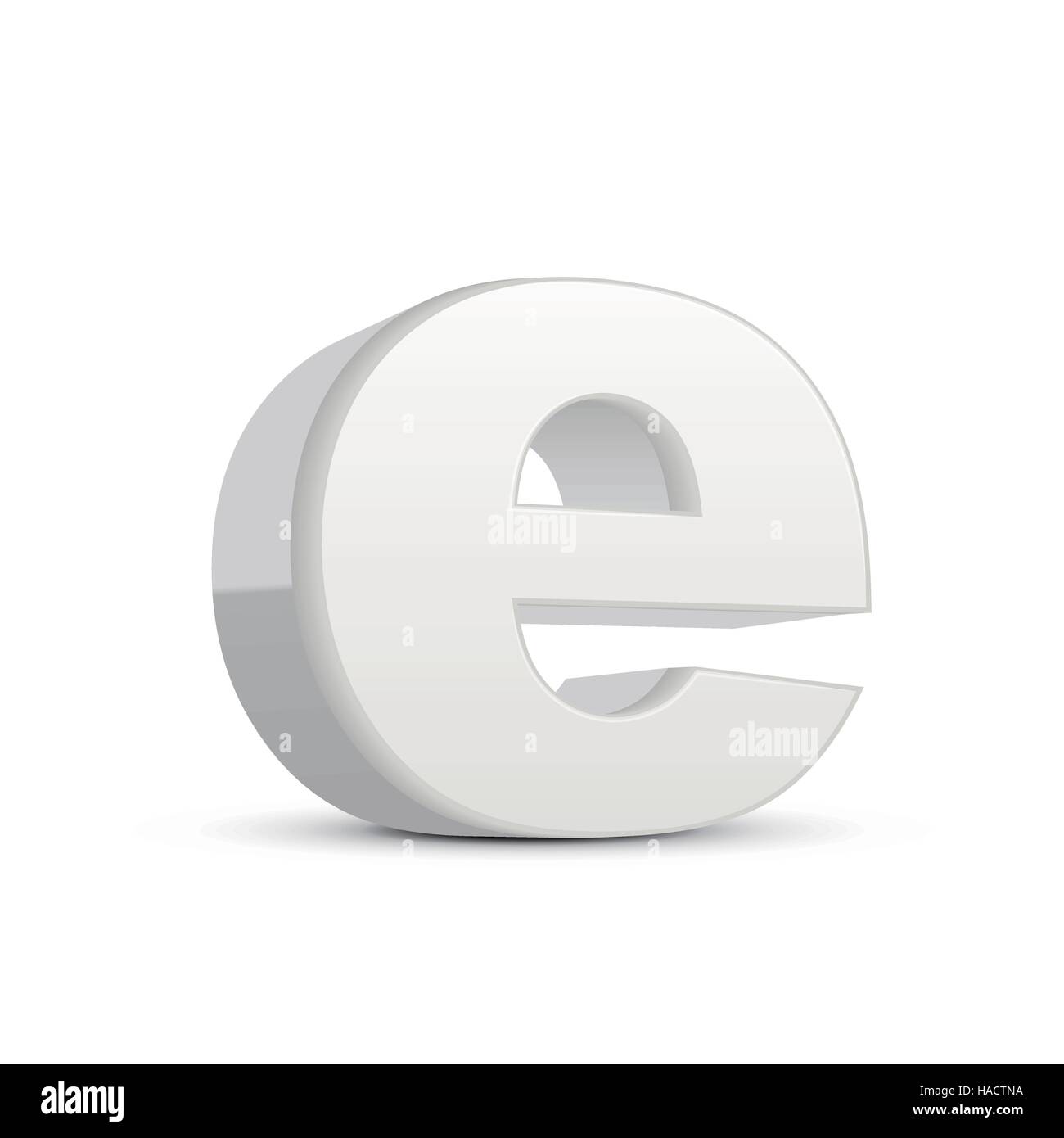left tilt plaster white letter E, 3D illustration graphic isolated on ...
