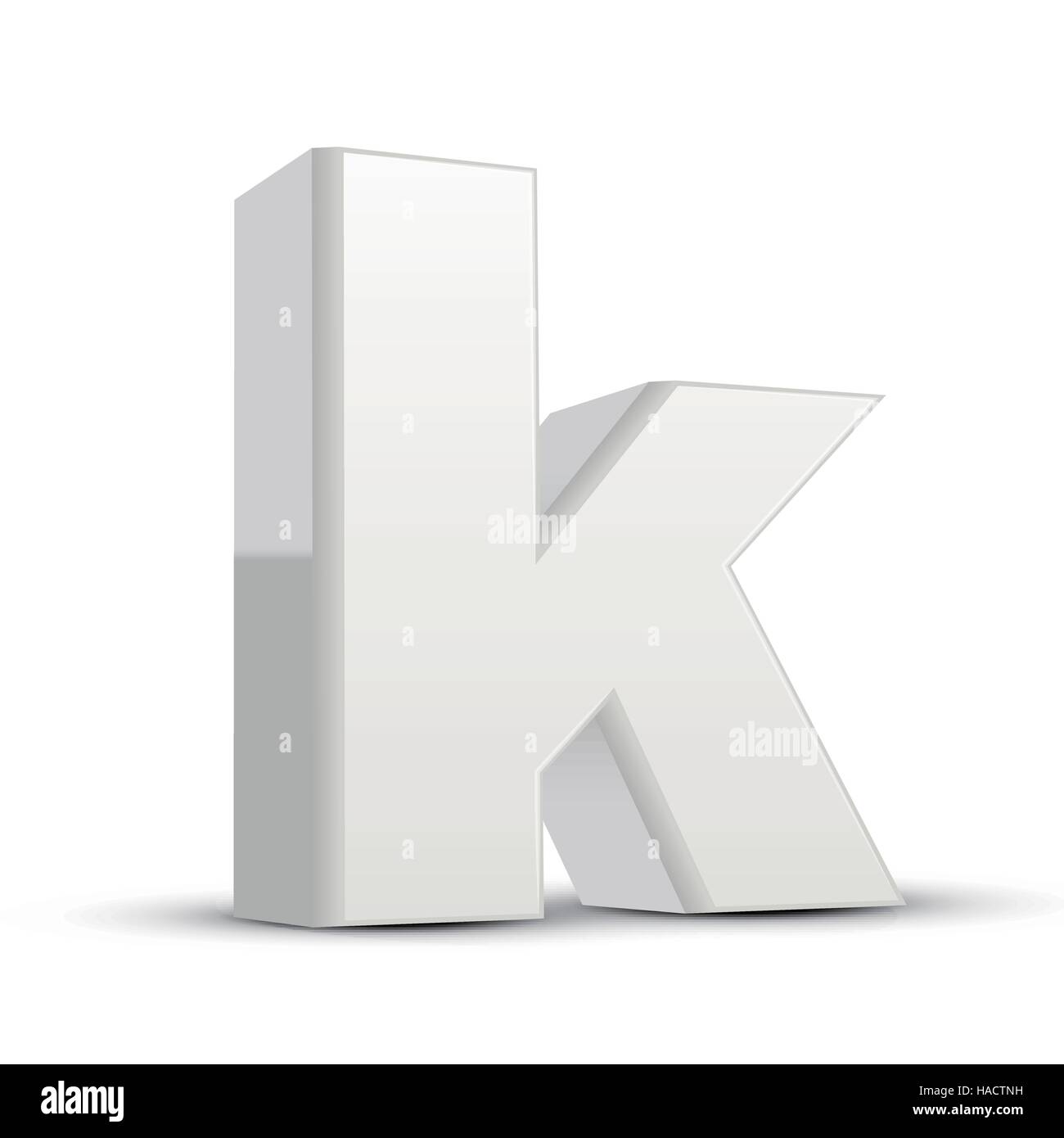 left tilt plaster white letter K, 3D illustration graphic isolated on ...