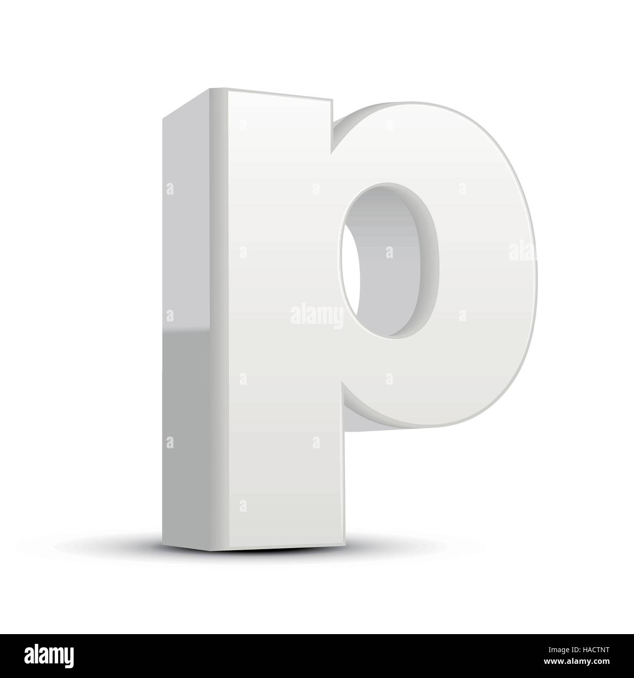 left tilt plaster white letter P, 3D illustration graphic isolated on ...