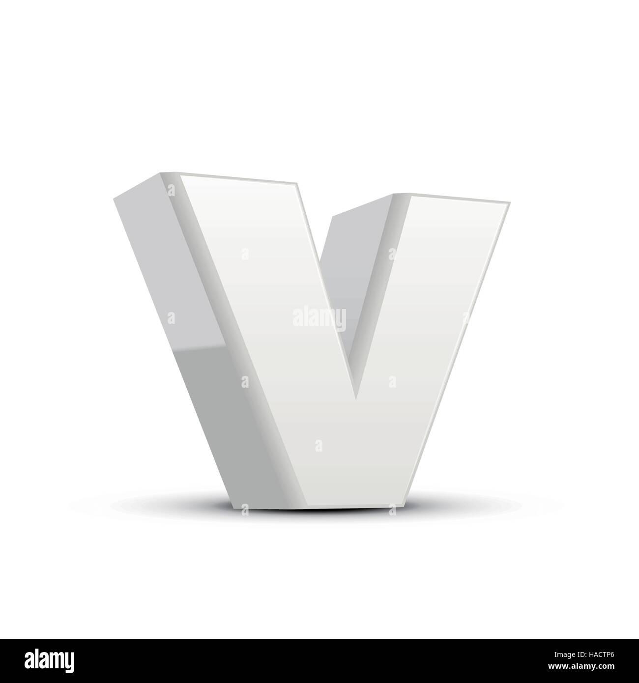 left tilt plaster white letter V, 3D illustration graphic isolated on ...