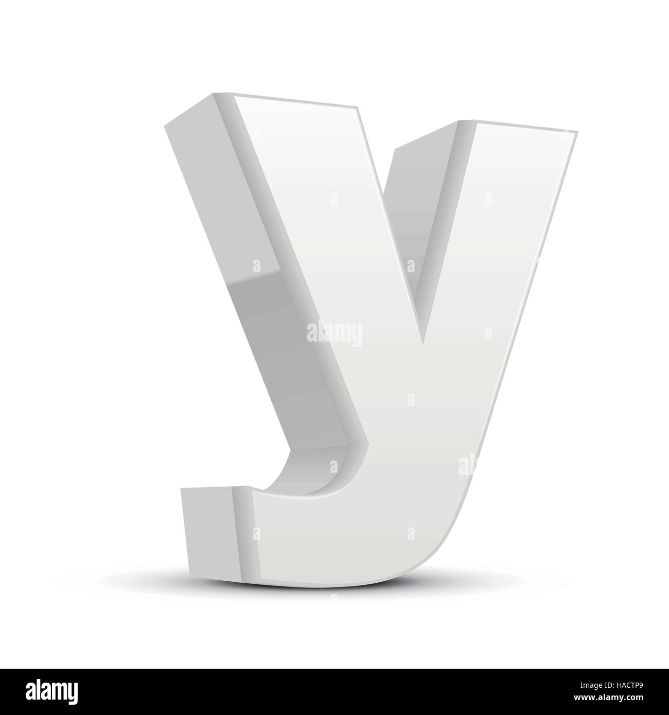 left tilt plaster white letter Y, 3D illustration graphic isolated on ...