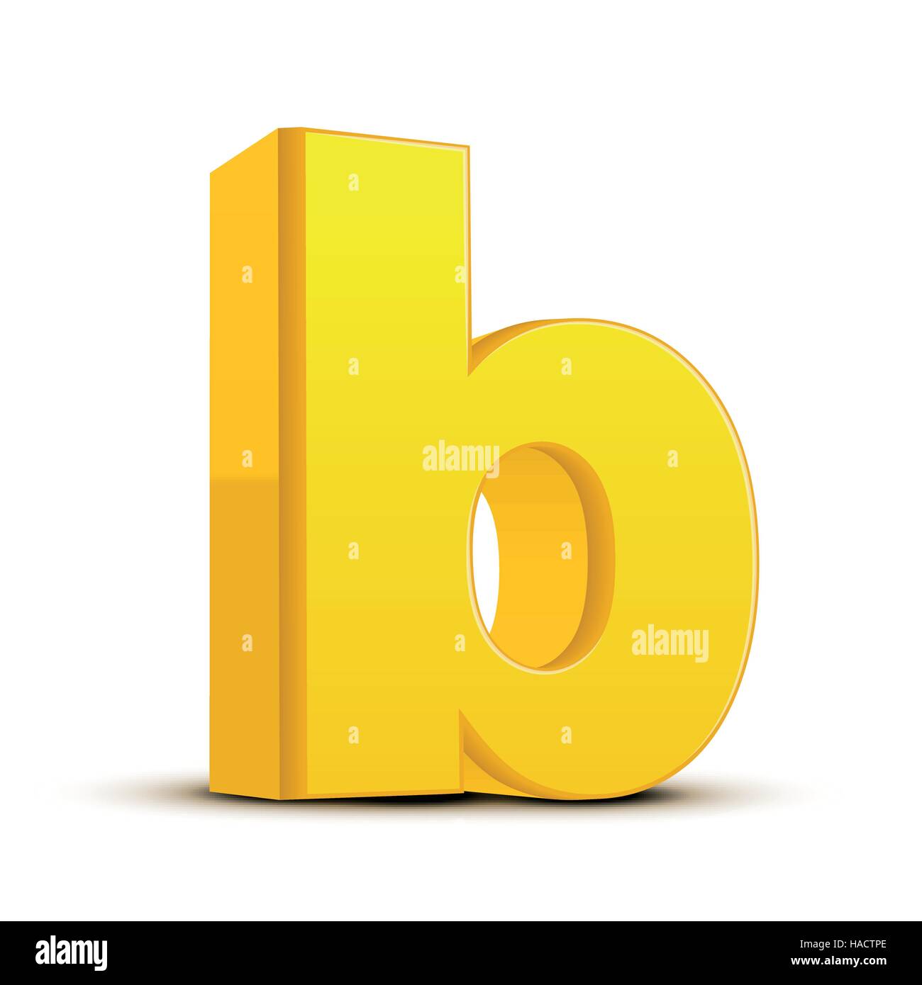 left tilt yellow letter B, 3D illustration graphic isolated on white ...