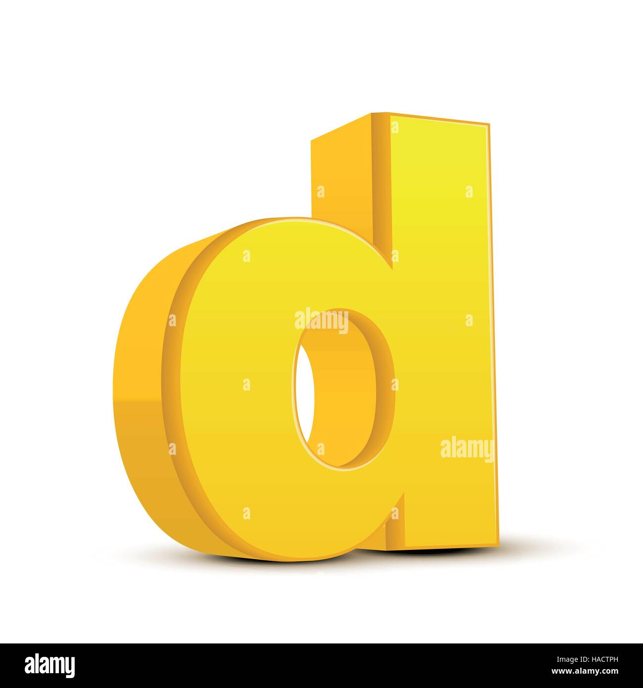 left tilt yellow letter D, 3D illustration graphic isolated on white ...