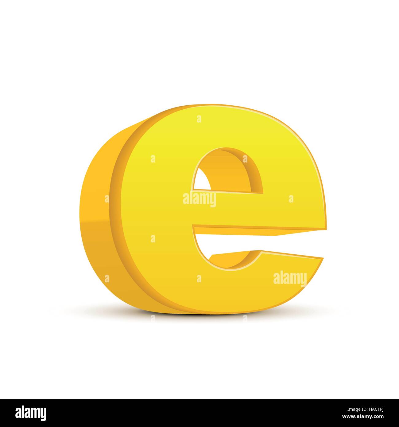 left tilt yellow letter E, 3D illustration graphic isolated on white ...
