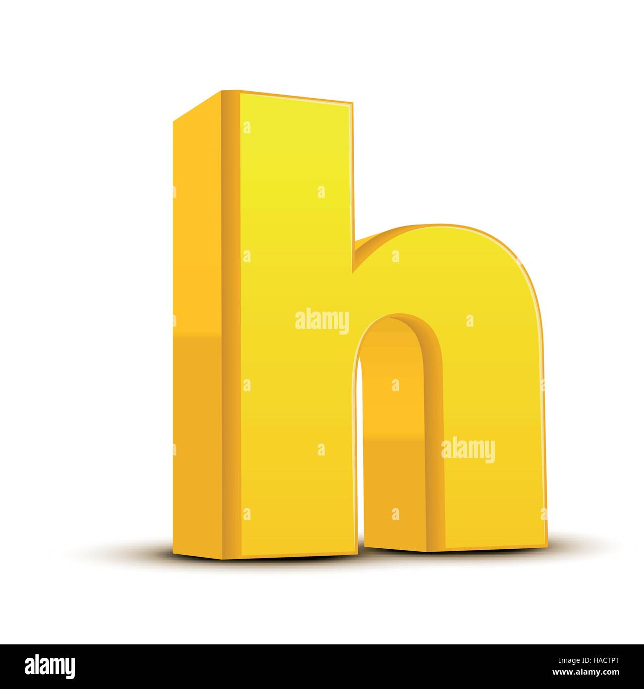 left tilt yellow letter H, 3D illustration graphic isolated on white ...