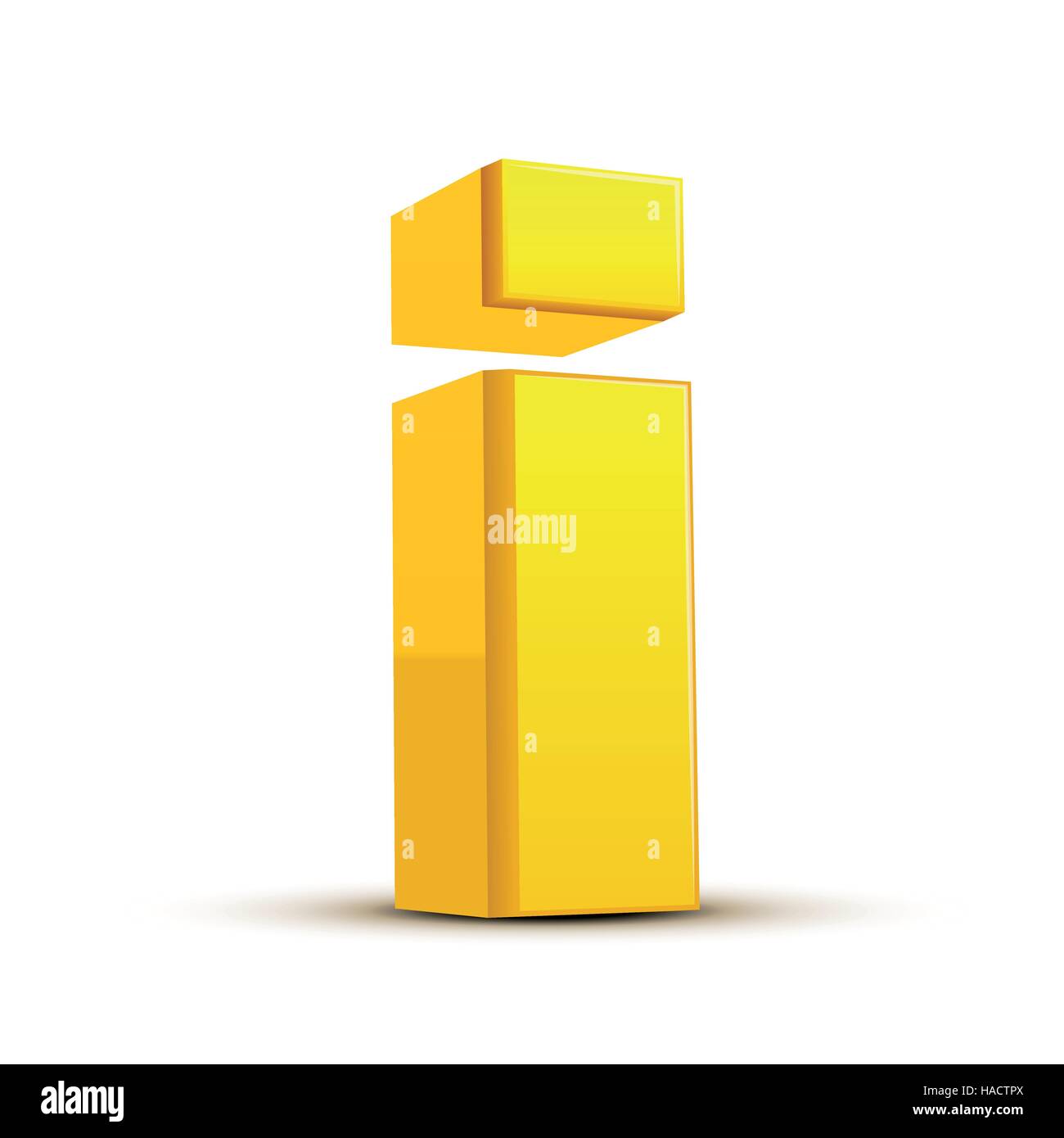 left tilt yellow letter I, 3D illustration graphic isolated on white ...
