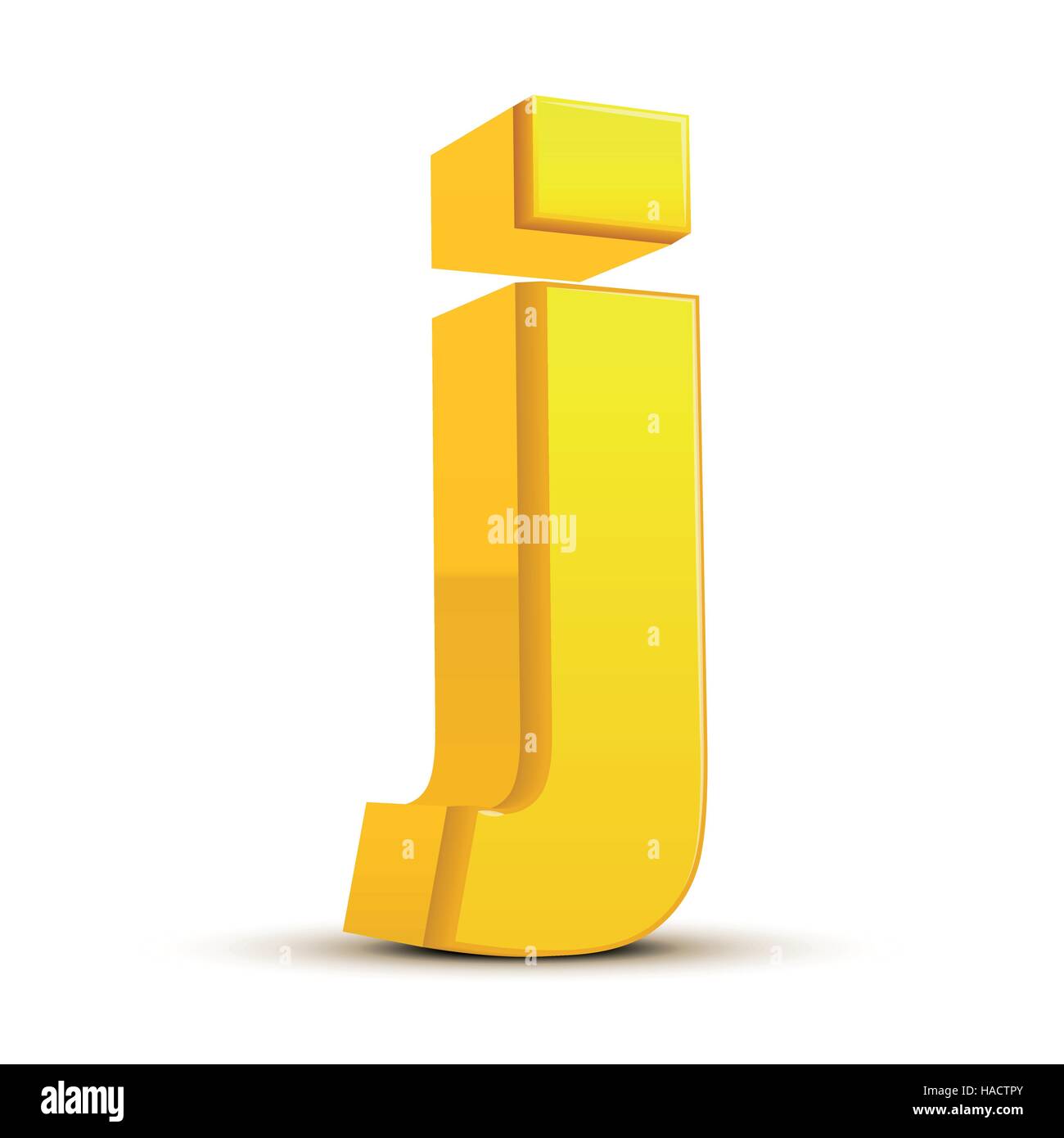 left tilt yellow letter J, 3D illustration graphic isolated on white ...