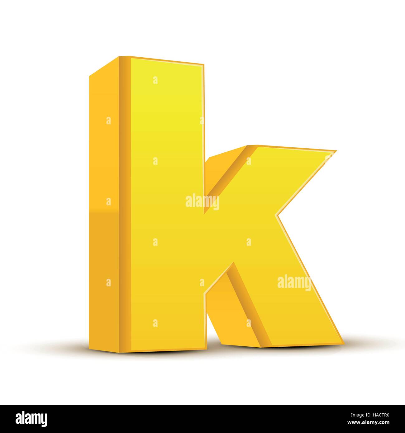left tilt yellow letter K, 3D illustration graphic isolated on white ...