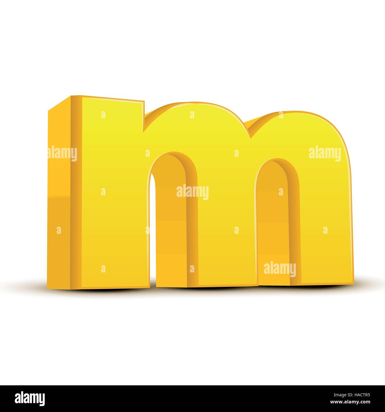 left tilt yellow letter M, 3D illustration graphic isolated on white ...