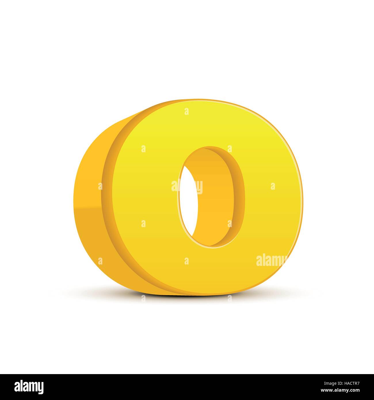 left tilt yellow letter O, 3D illustration graphic isolated on white ...