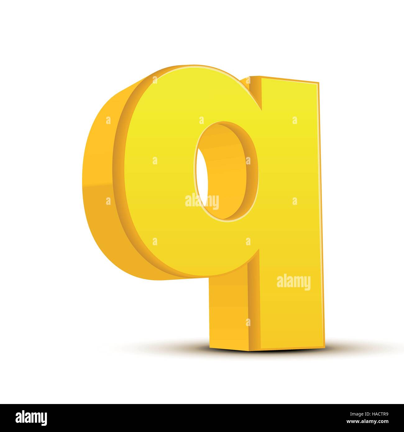 left tilt yellow letter Q, 3D illustration graphic isolated on white ...