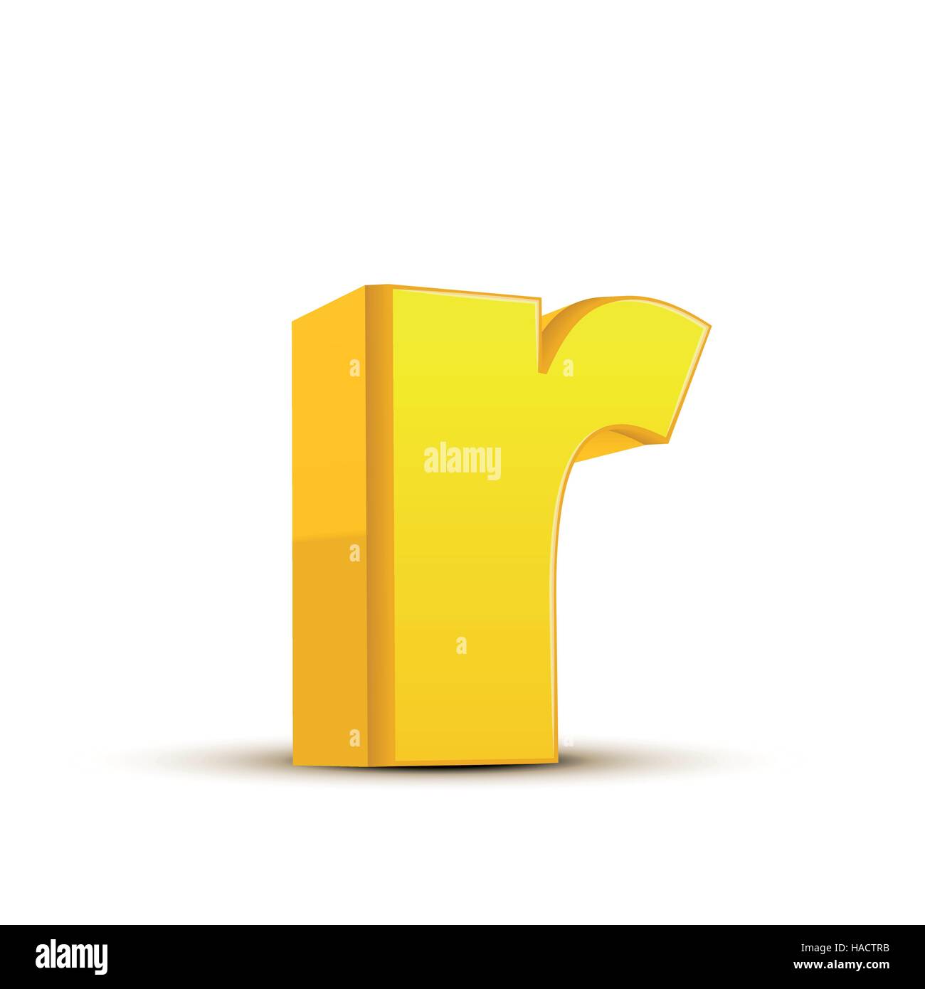 left tilt yellow letter R, 3D illustration graphic isolated on white ...