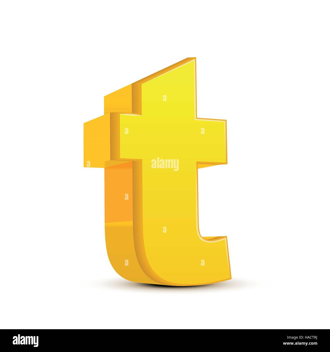 left tilt yellow letter T, 3D illustration graphic isolated on white ...