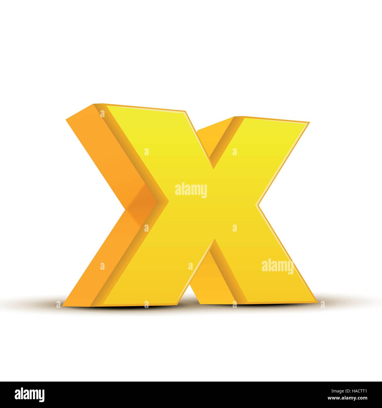 left tilt yellow letter X, 3D illustration graphic isolated on white ...