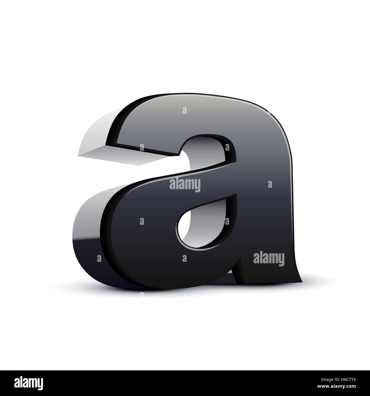left tilt black letter A, 3D illustration graphic isolated on white ...