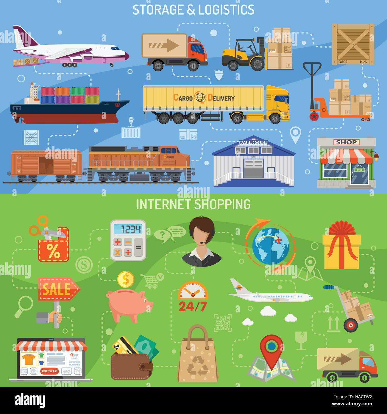 Storage logistics and shopping banners Stock Vector Image & Art - Alamy