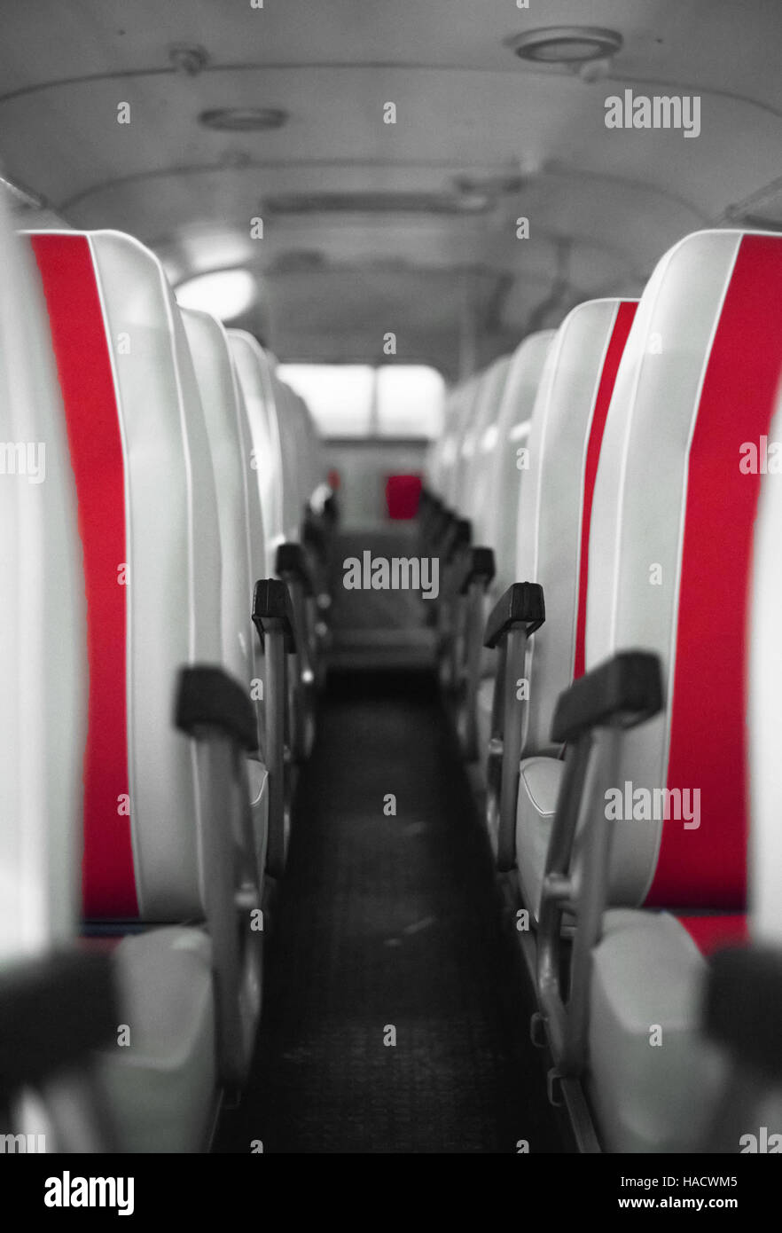 Interior inside of the bus with seats Stock Photo - Alamy