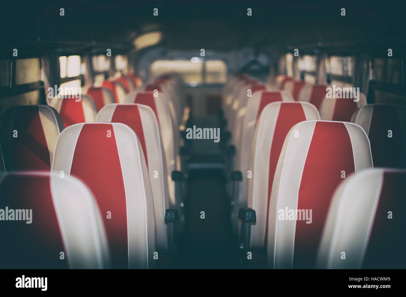 Interior inside of the bus with seats Stock Photo - Alamy