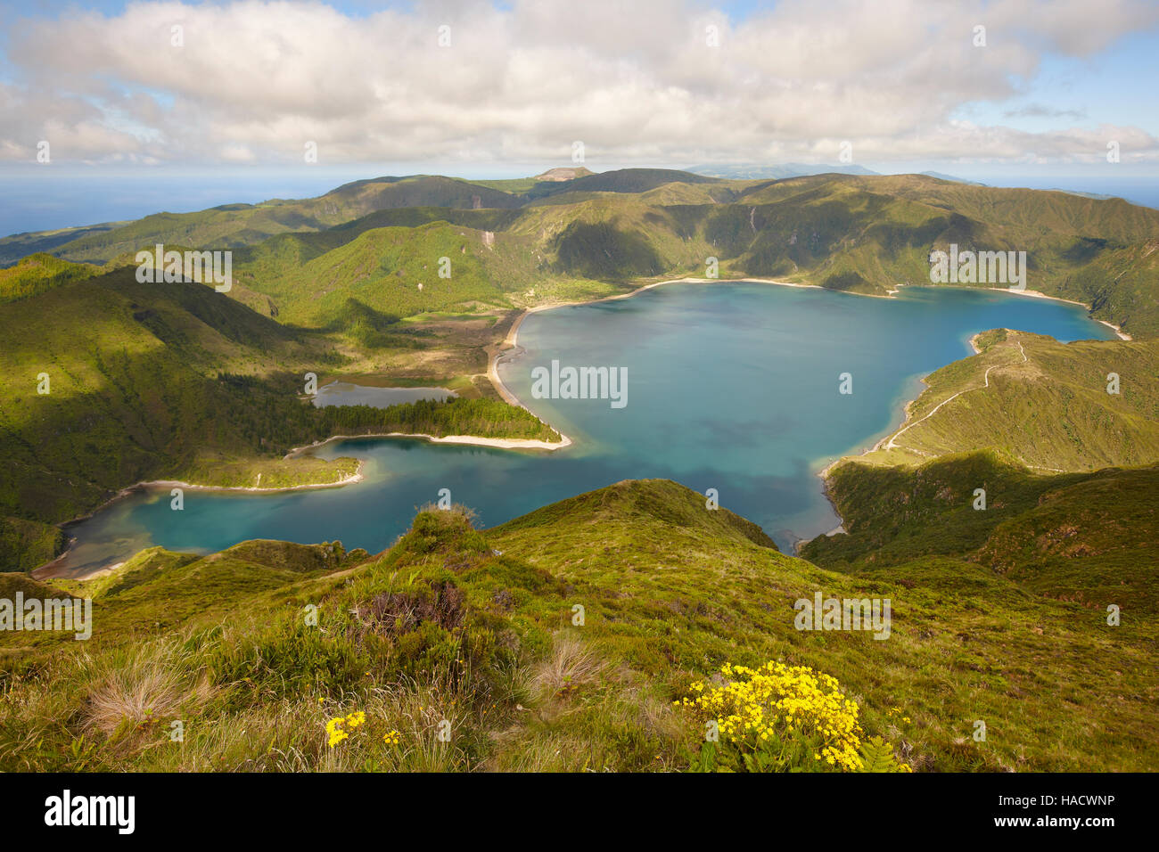 Azores landscape with lake. Lagoa do Fogo, Sao Miguel. Portugal ...
