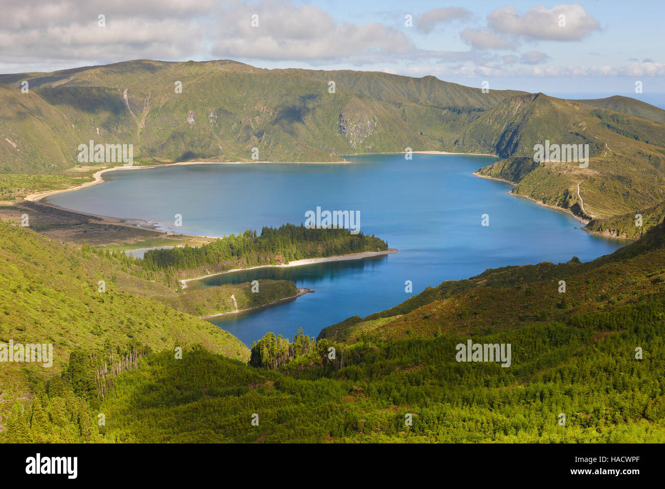 Azores landscape with lake. Lagoa do Fogo, Sao Miguel. Portugal ...