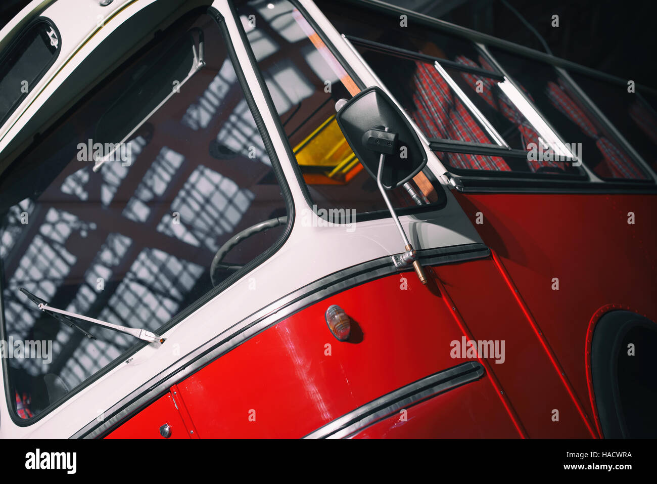 Part of red old retro bus Stock Photo - Alamy