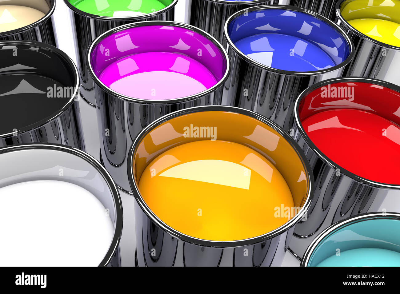 Close up of color can 3d rendering concept image Stock Photo - Alamy