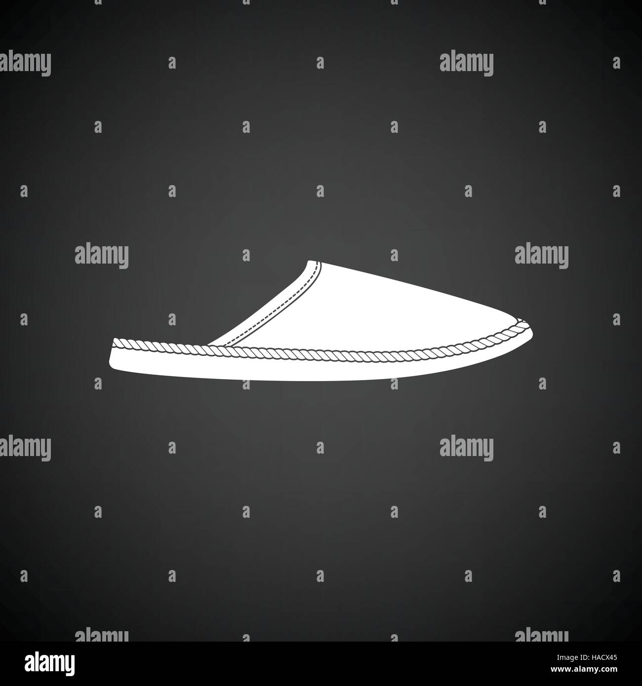 Man home slipper icon. Black background with white. Vector illustration ...