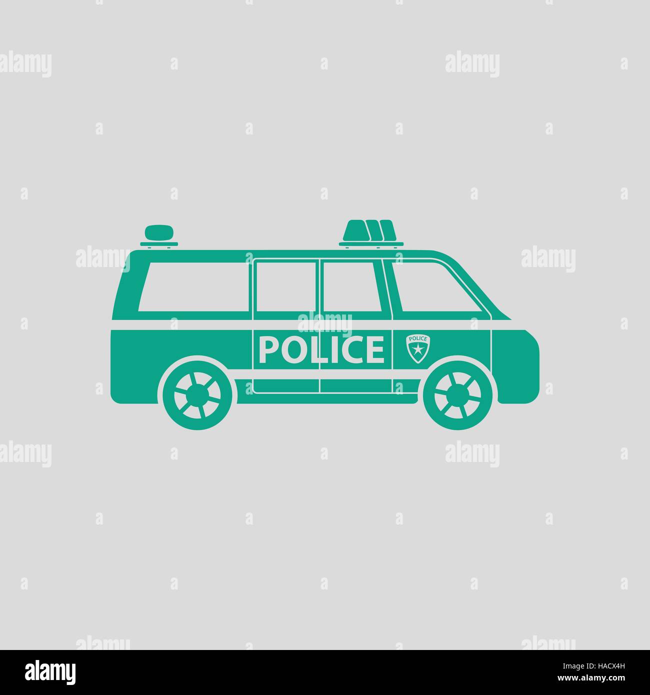 Police van icon. Gray background with green. Vector illustration Stock ...