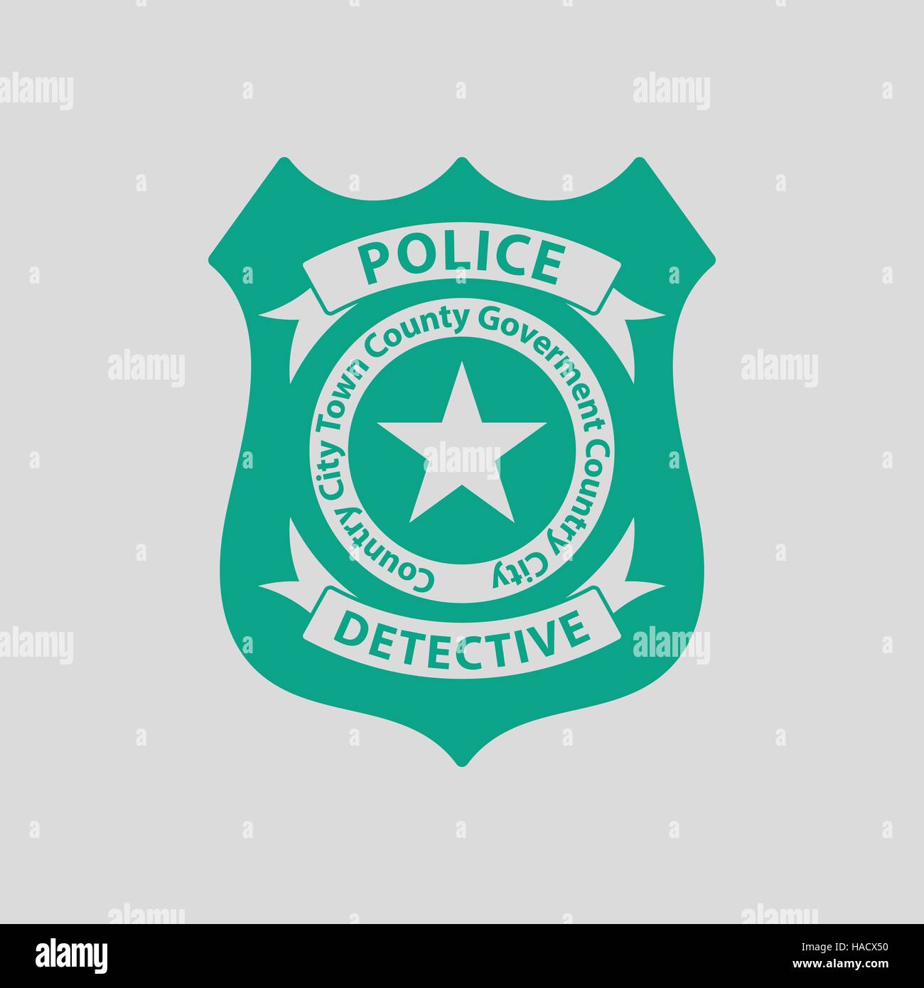 Police badge icon. Gray background with green. Vector illustration ...