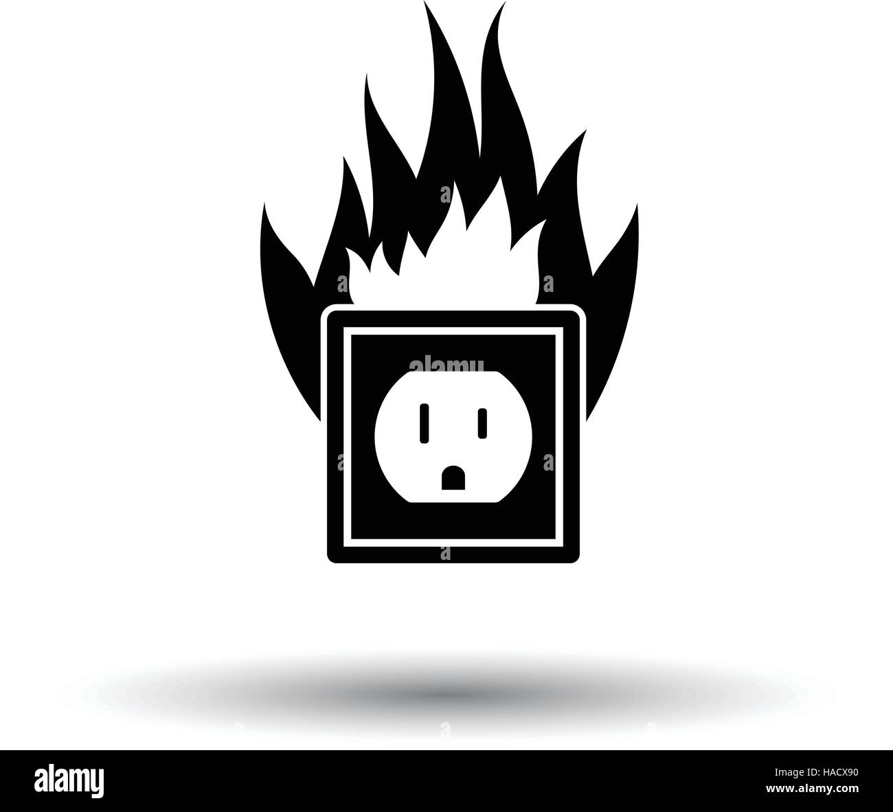 Electric outlet fire icon. White background with shadow design. Vector ...