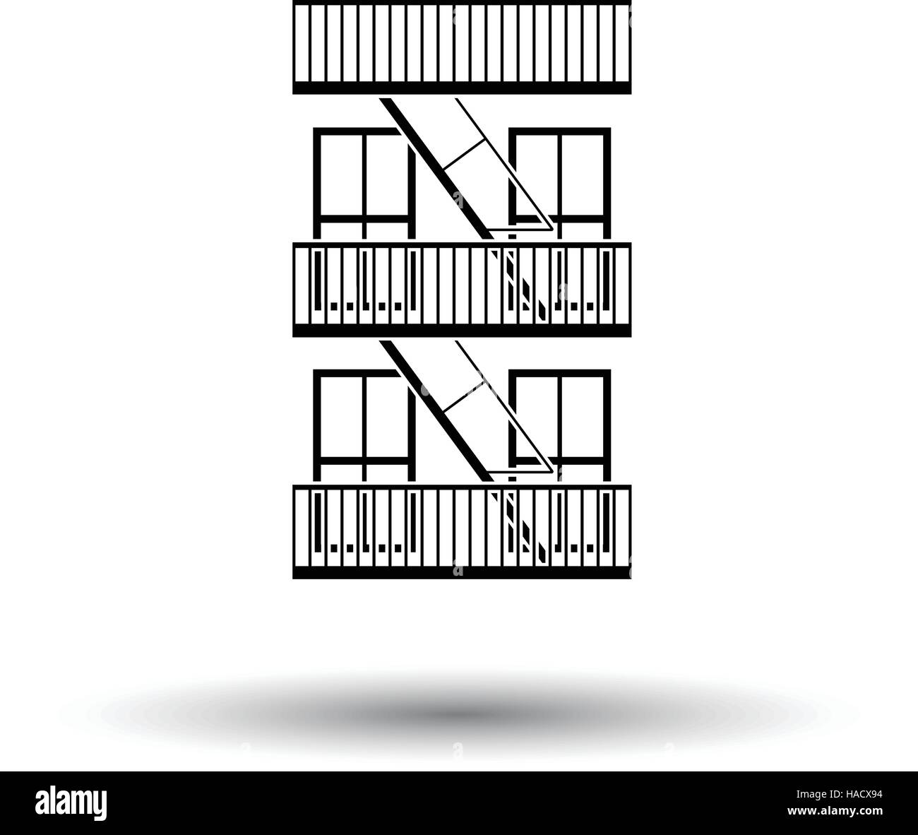 Emergency fire ladder icon. White background with shadow design. Vector ...