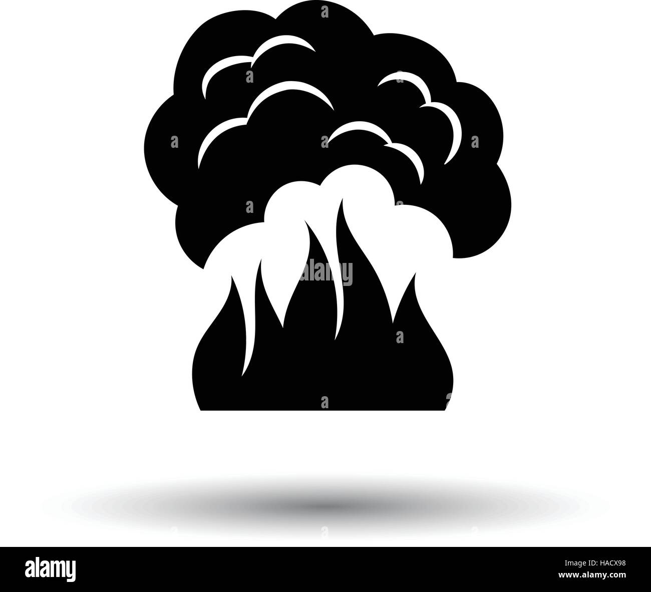Fire and smoke icon. White background with shadow design. Vector ...