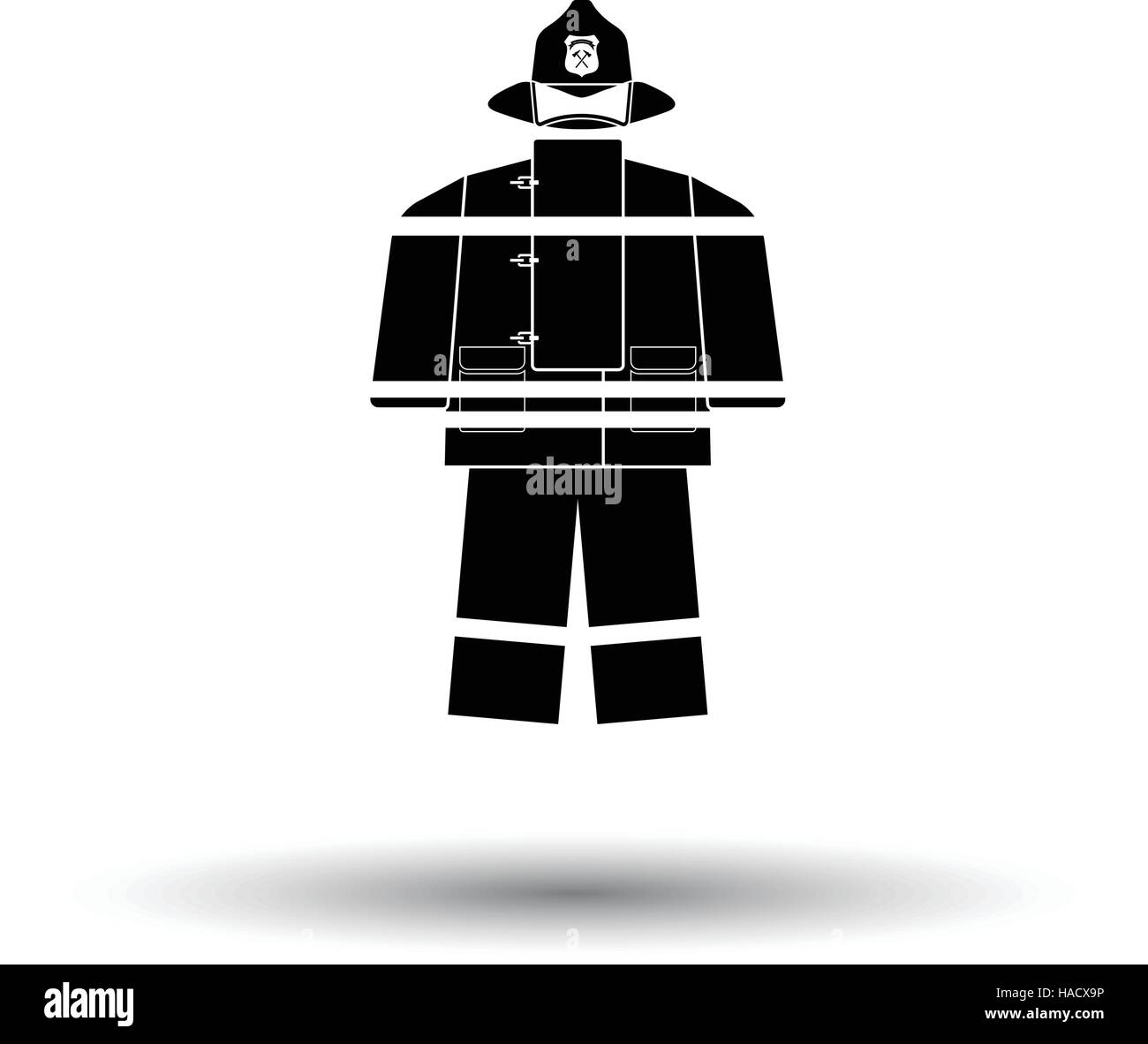 Fire service uniform icon. White background with shadow design. Vector ...